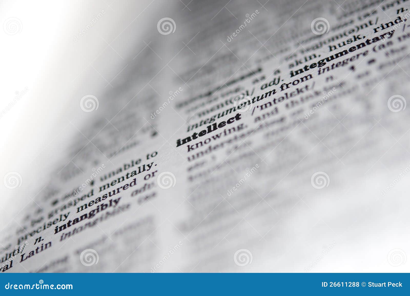 A Dictionary Close Up of the Word, Intellect Stock Photo - Image of ...
