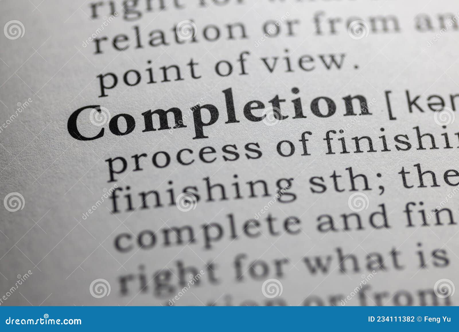 Dictionary Definition of Completion Stock Photo - Image of definition ...