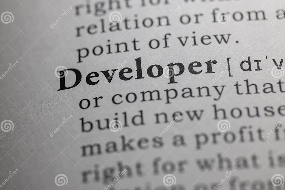 Dictionary Definition of Developer Stock Image - Image of light, macro ...