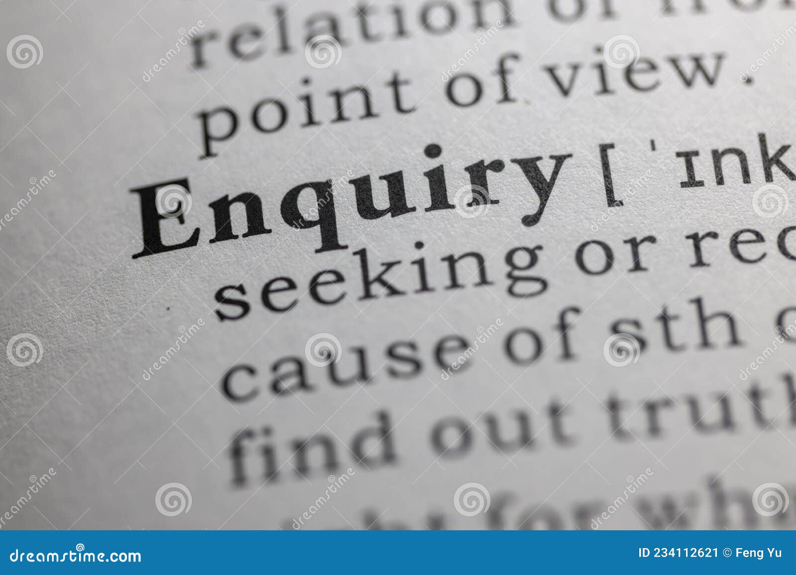 Dictionary Definition of Enquiry Stock Image - Image of printing, text ...