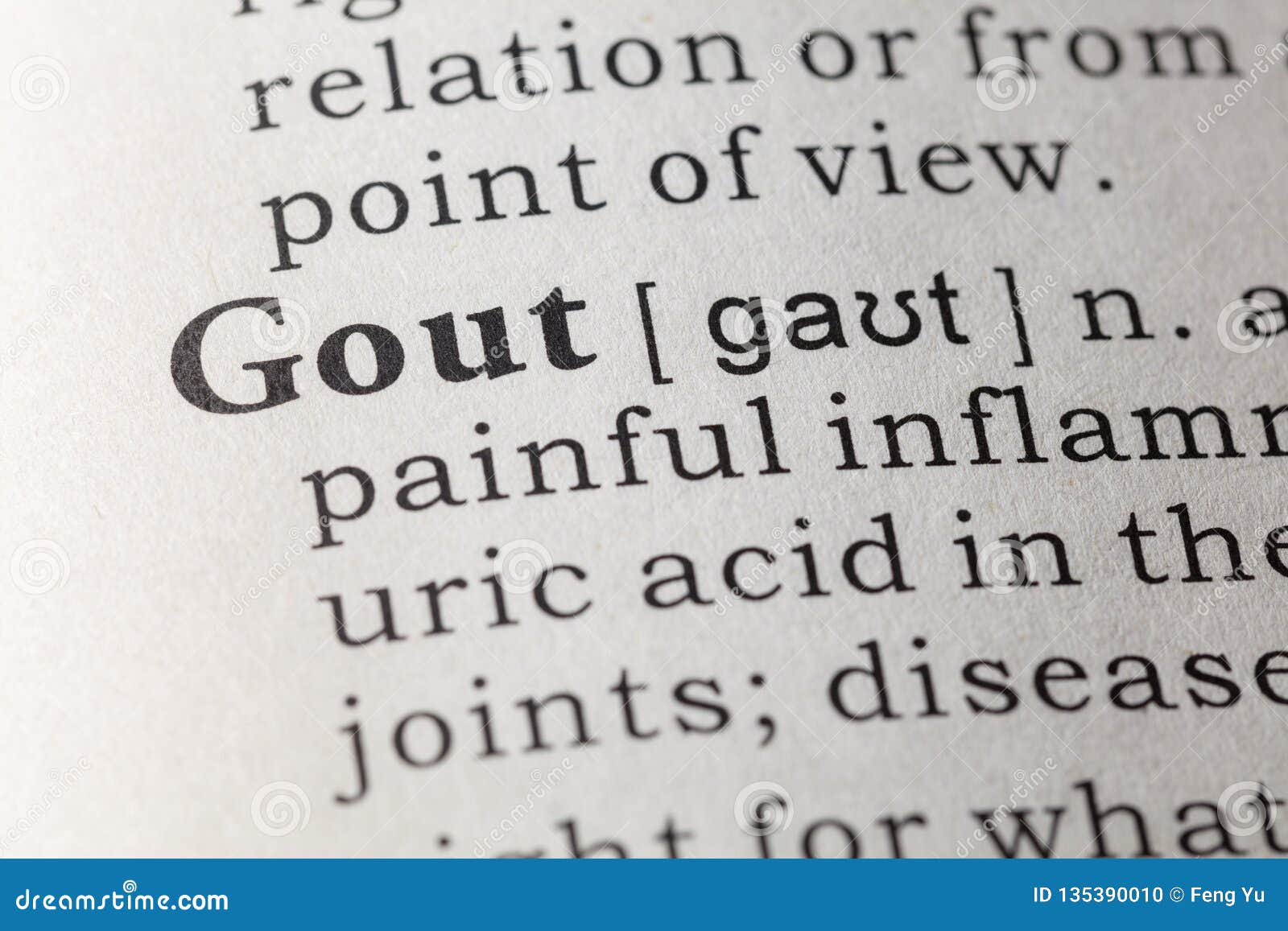 Dictionary Definition of Gout Stock Photo - Image of word, concepts ...