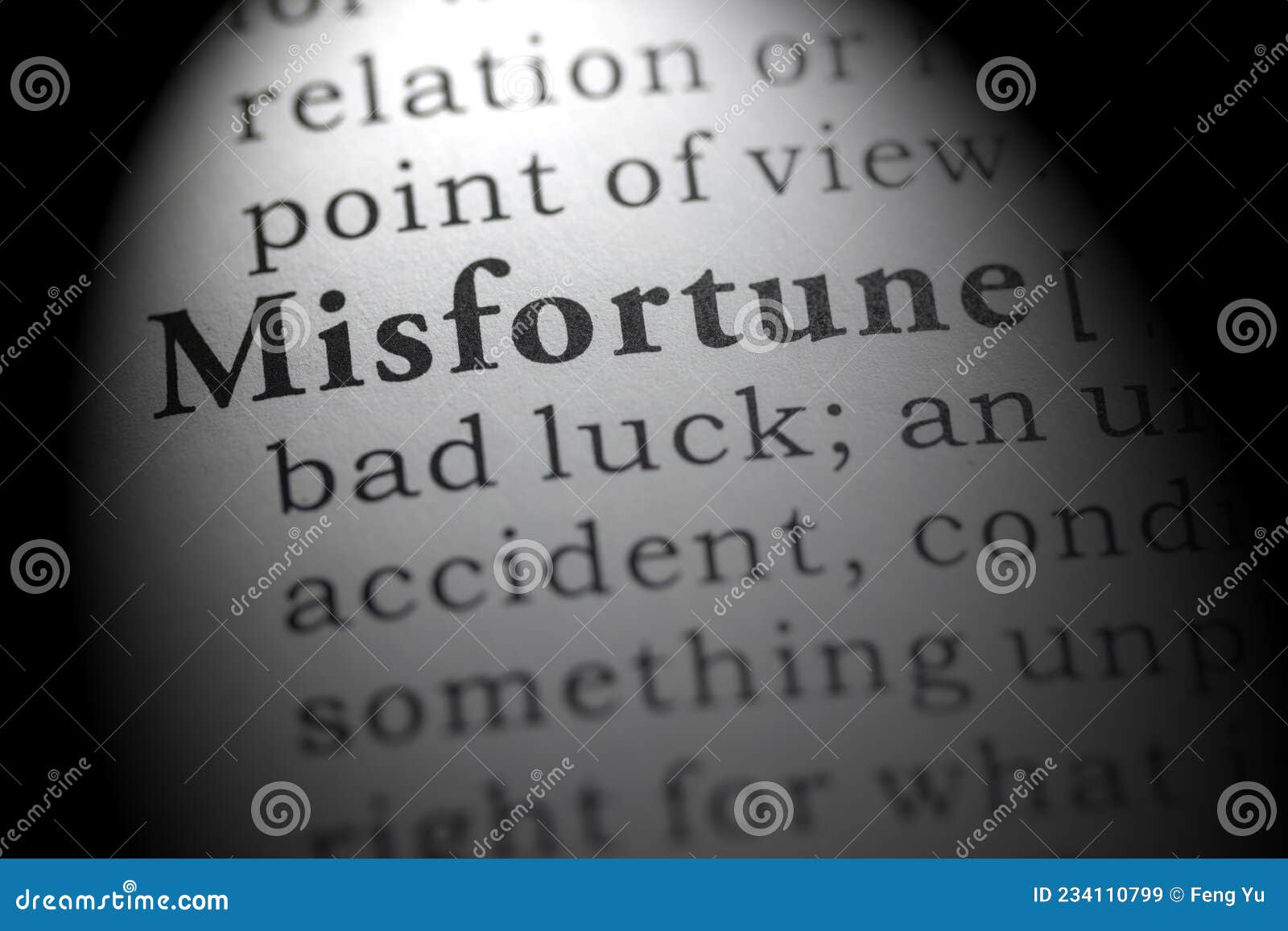 Dictionary Definition of Misfortune Stock Image - Image of dictionaries ...