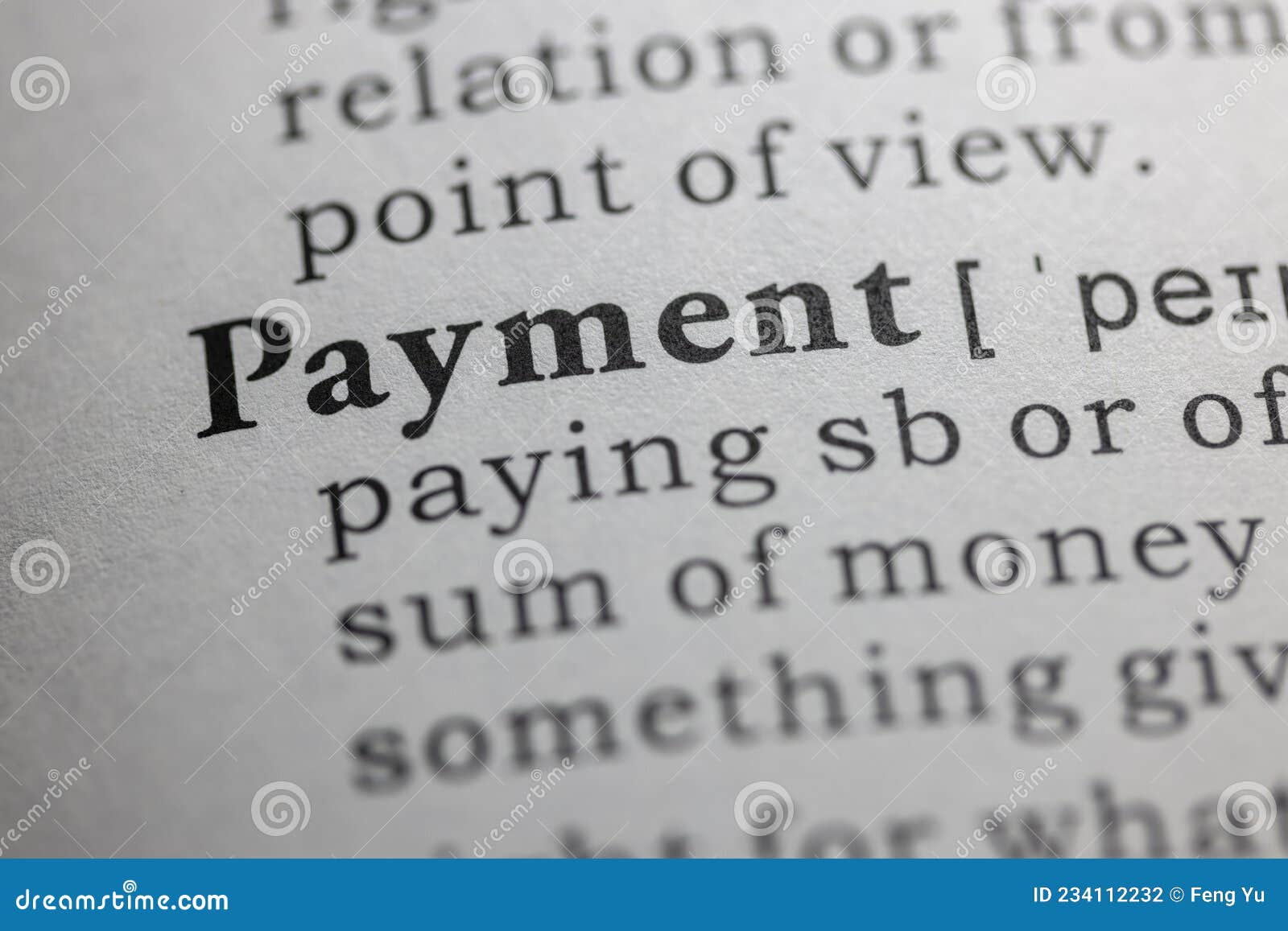 Dictionary Definition of Payment Stock Photo - Image of dictionary ...