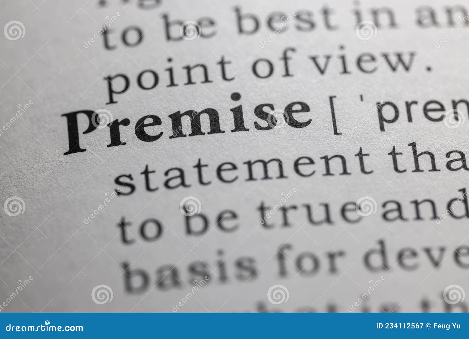 Dictionary Definition of Premise Stock Image - Image of printing ...