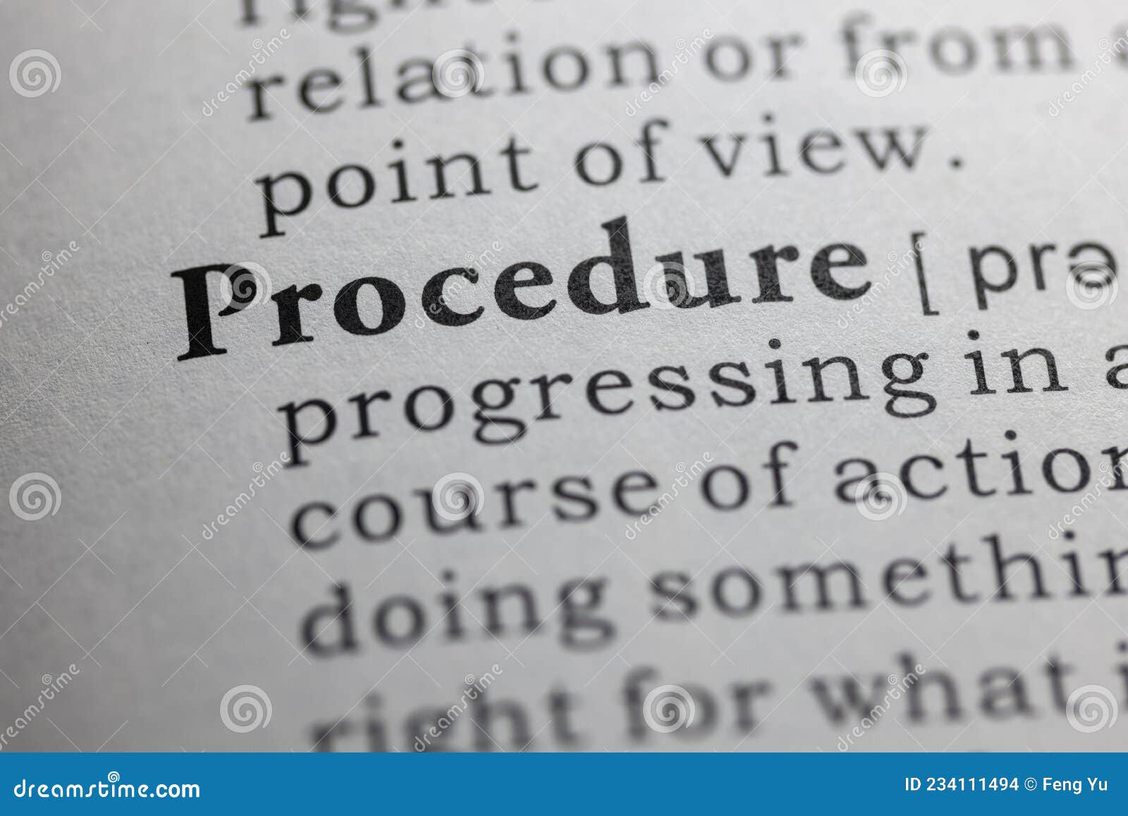 Dictionary Definition of Procedure Stock Photo - Image of text, closeup ...