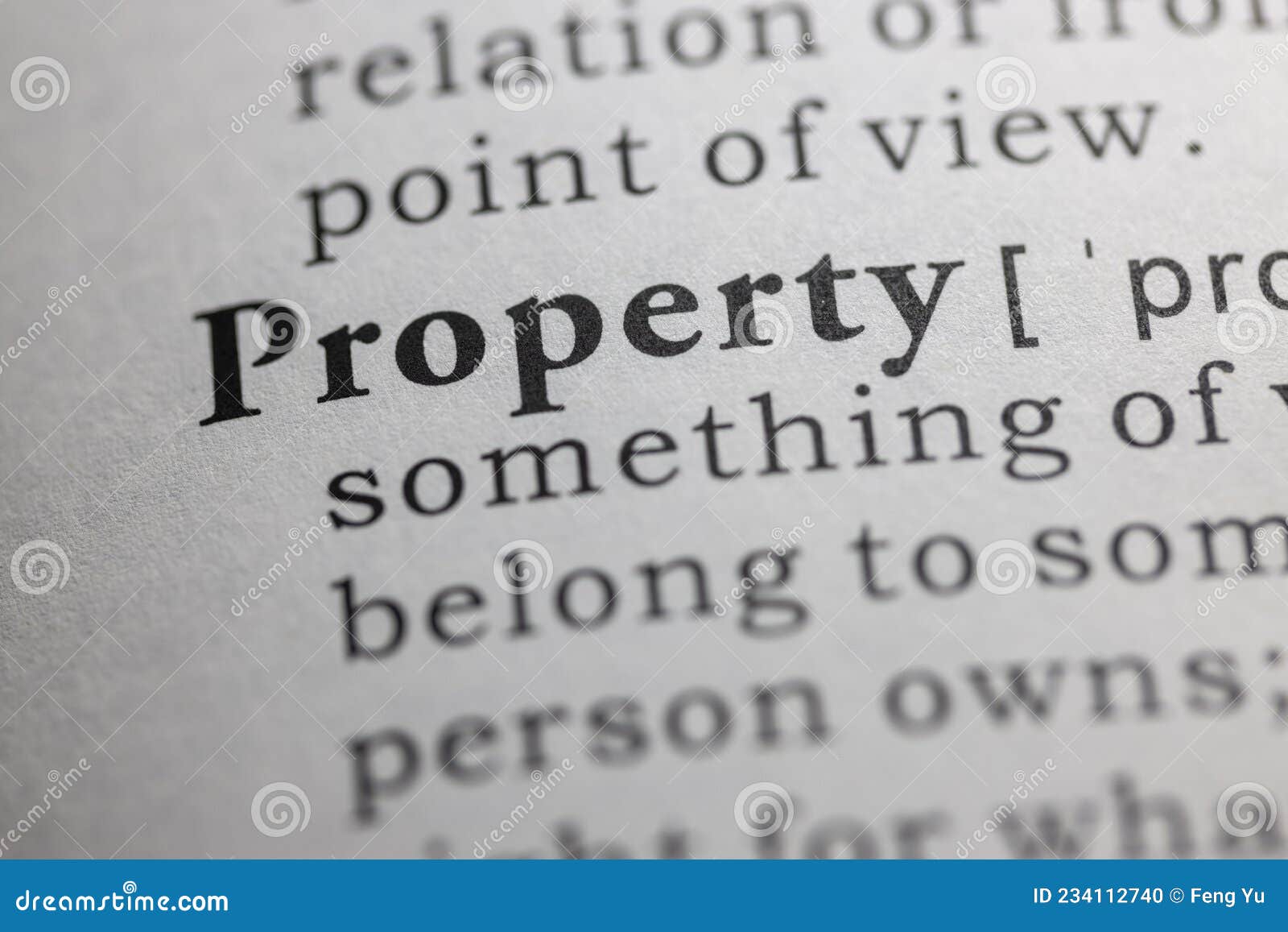 Dictionary Definition of Property Stock Photo - Image of word, macro ...