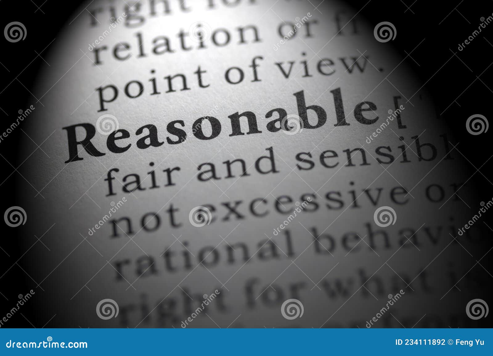 Dictionary Definition of Reasonable Stock Photo - Image of page ...