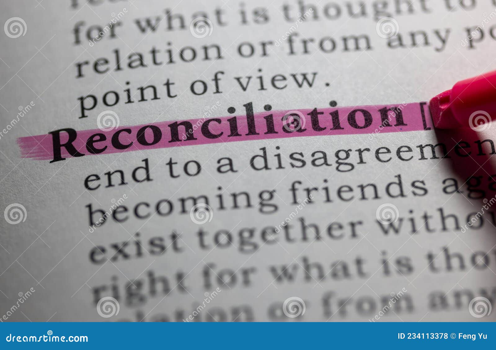 Dictionary Definition of Reconciliation Stock Photo - Image of ...