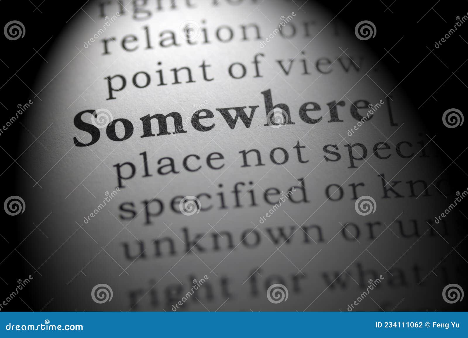 Dictionary Definition of Somewhere Stock Photo - Image of page, text ...