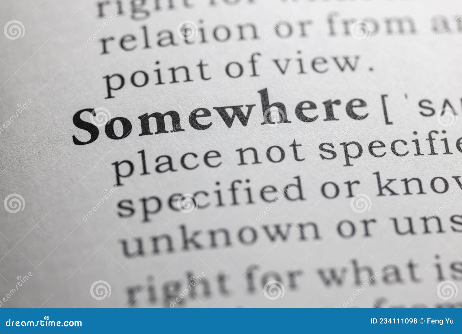 Dictionary Definition of Somewhere Stock Photo - Image of printing ...