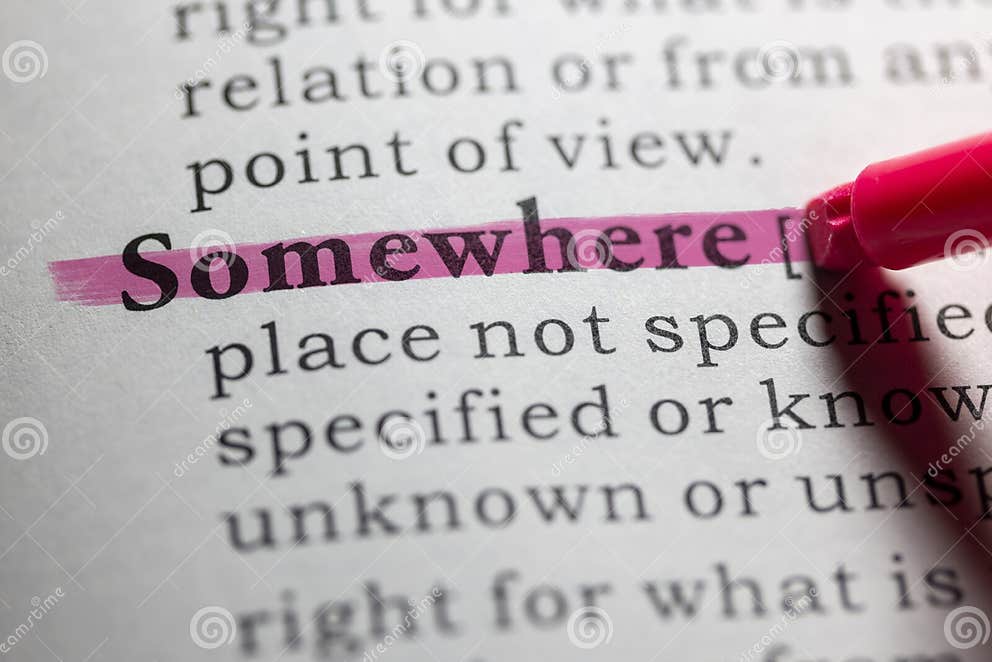Dictionary Definition of Somewhere Stock Photo - Image of markers ...