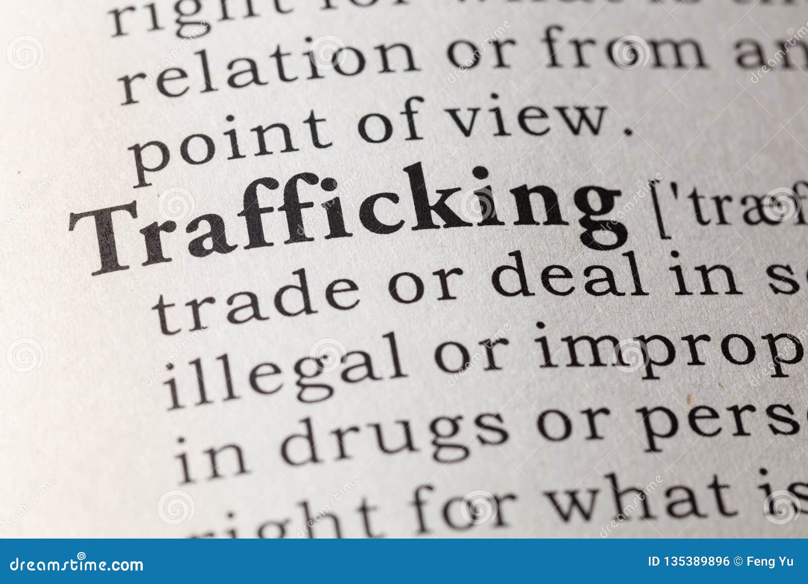 Dictionary Definition of Trafficking Stock Photo - Image of page ...
