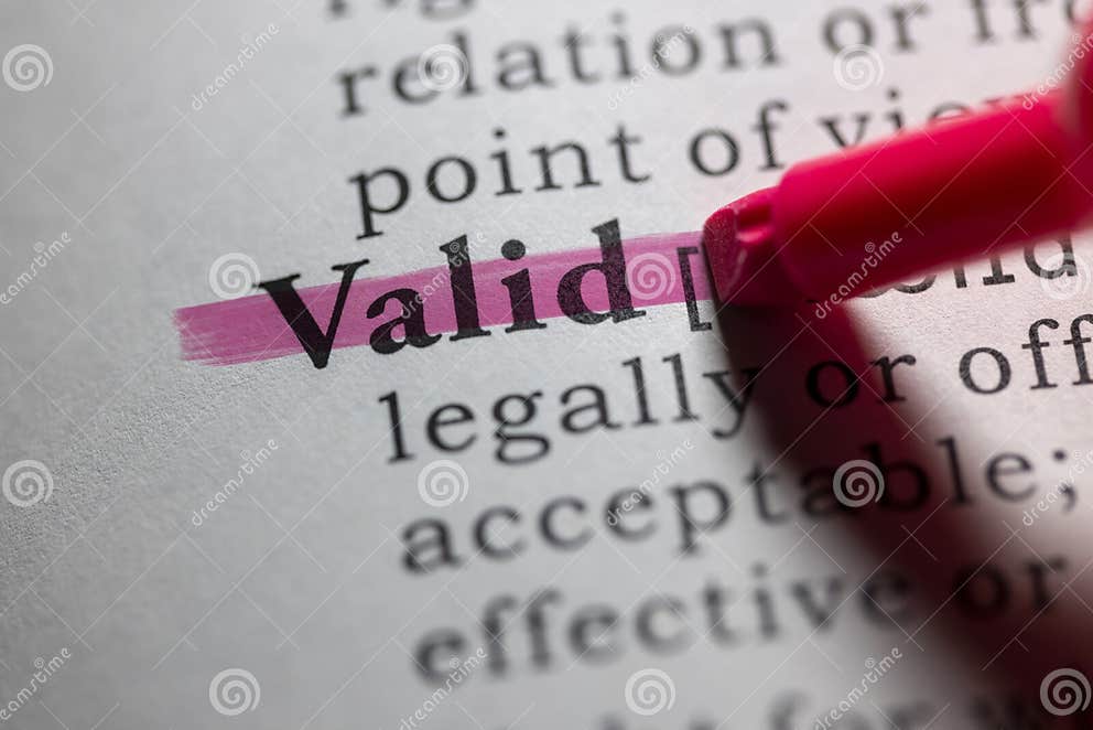 Dictionary Definition of Valid Stock Photo - Image of highlighter ...