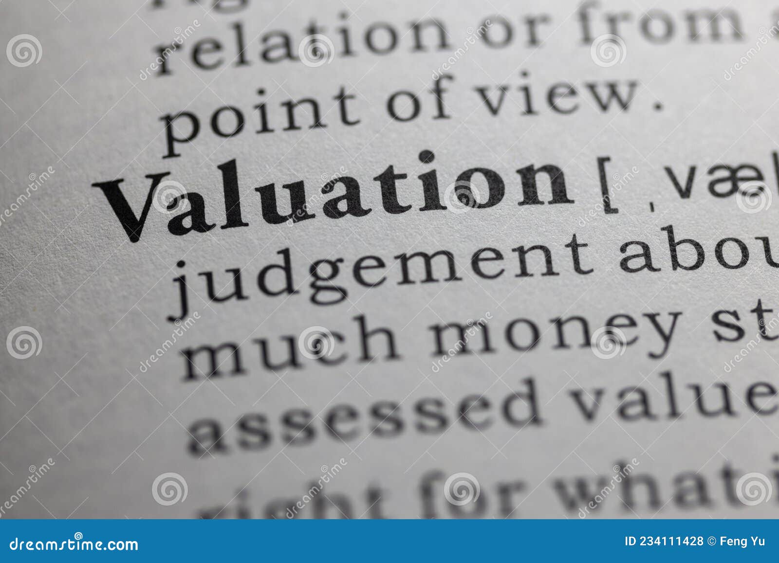 Dictionary Definition of Valuation Stock Photo - Image of valuation ...