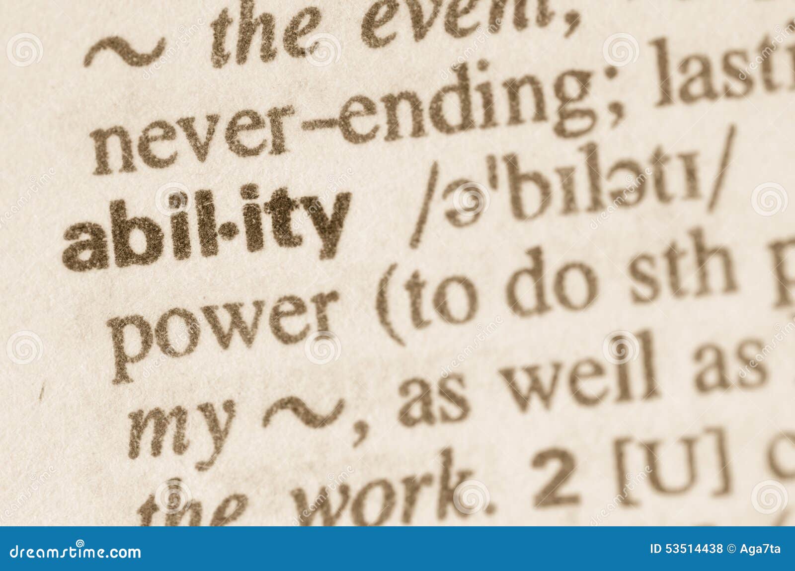 Dictionary Definition of Word Ability Stock Photo - Image of meaning ...