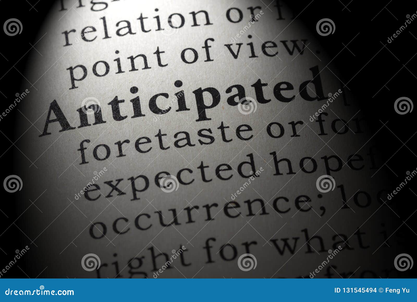 Dictionary Definition of the Word Anticipated Stock Photo - Image of ...