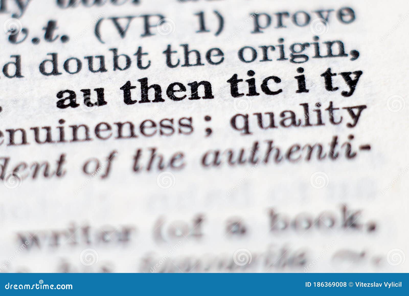 Definition of Word Authenticity Stock Photo - Image of explanation ...