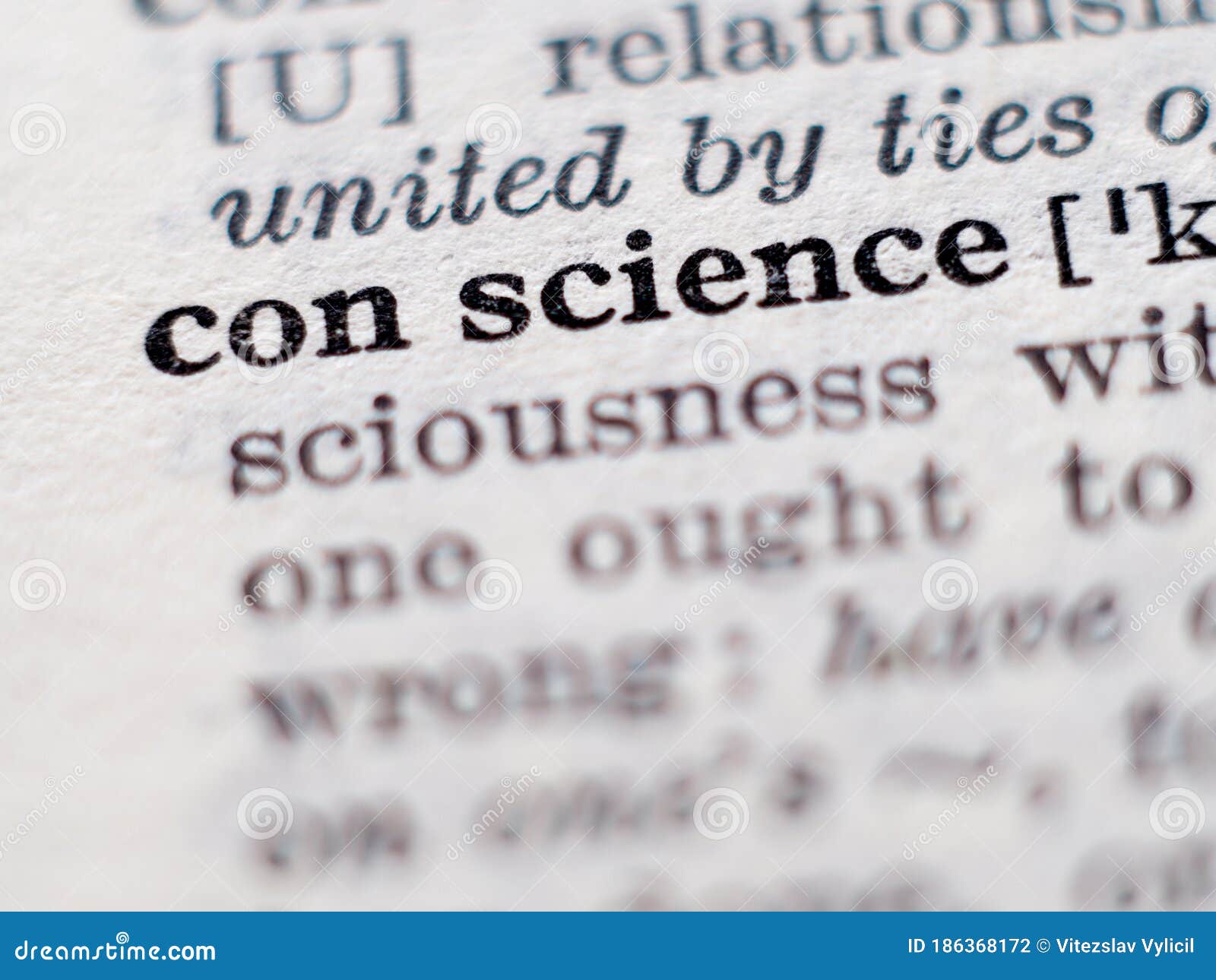 Dictionary Definition of Word Conscience Stock Photo - Image of detail ...