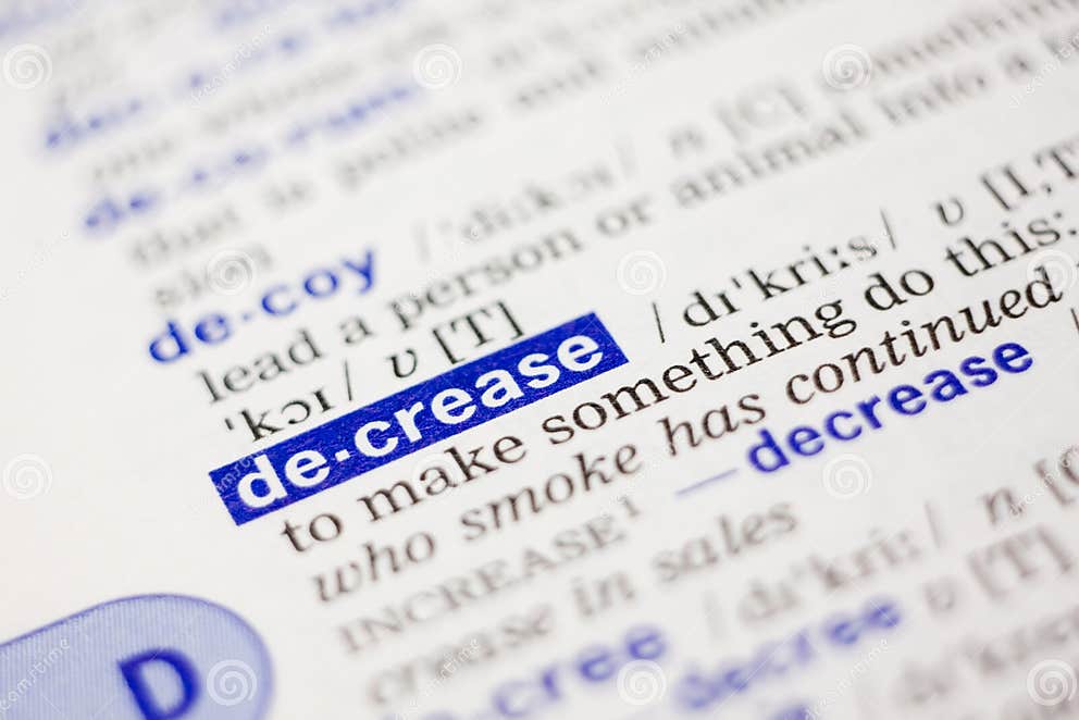 Dictionary Definition of Word Decrease in Blue Stock Image - Image of ...