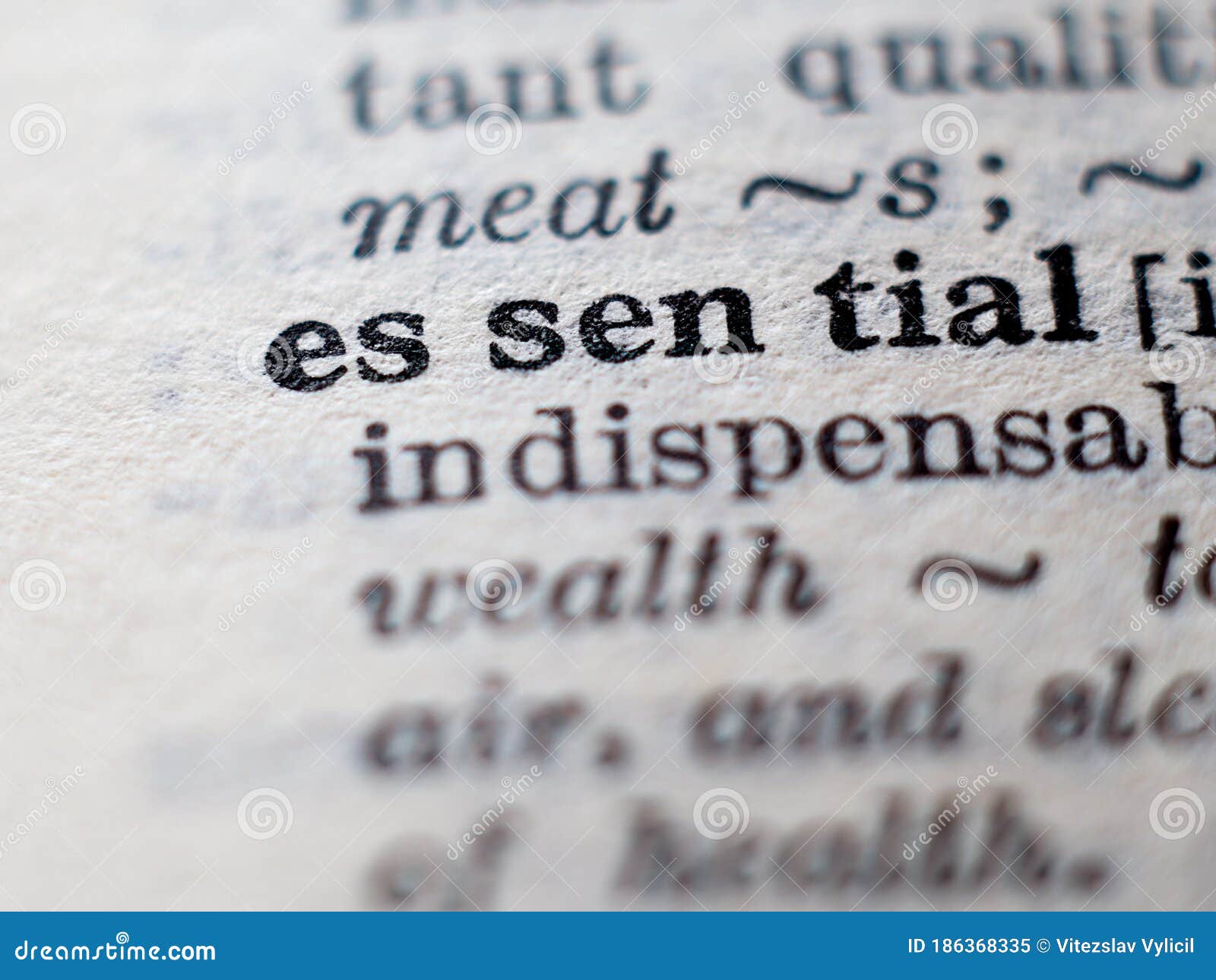 Dictionary Definition of Word Essential Stock Image - Image of ...