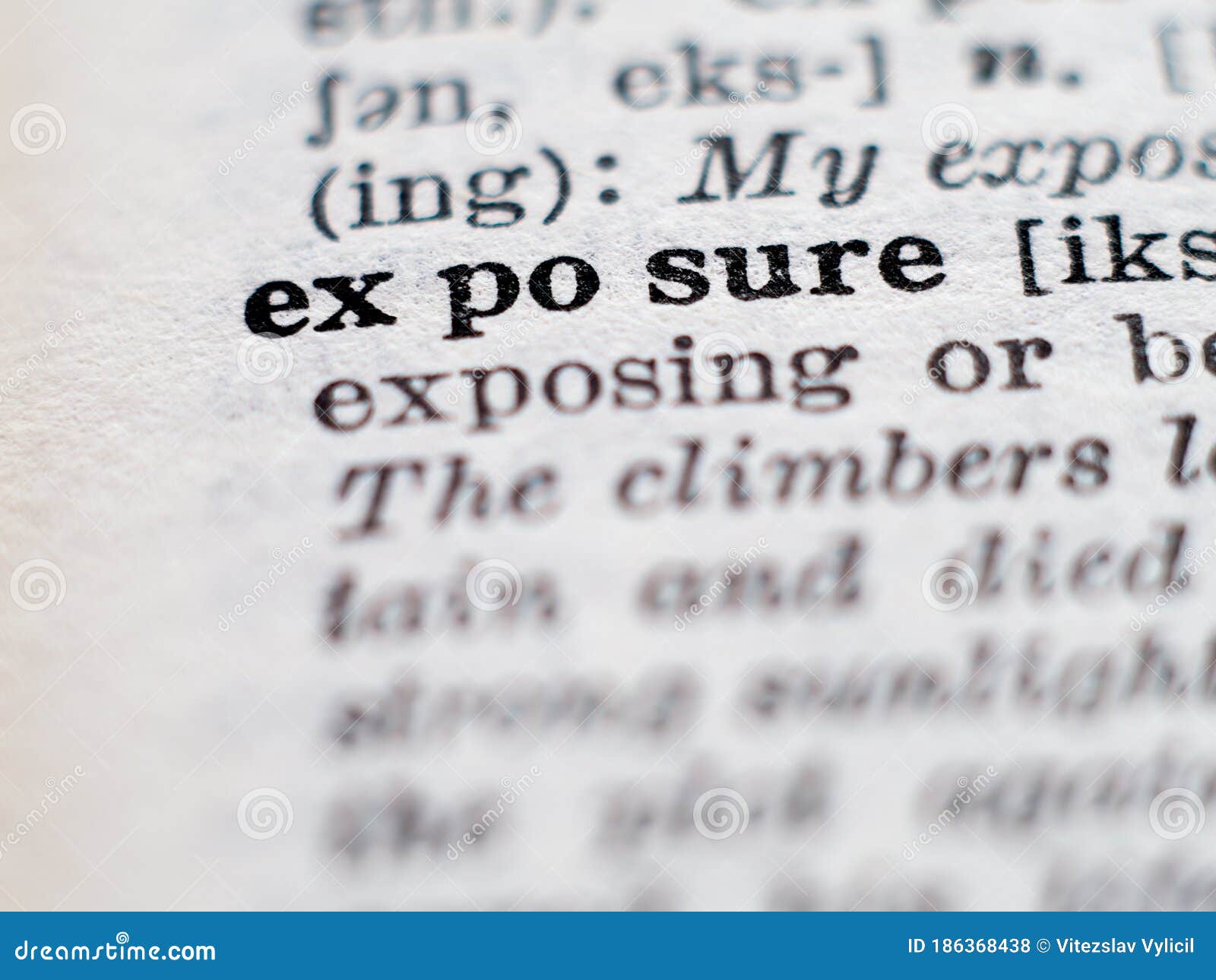 Dictionary Definition of Word Exposure Stock Photo - Image of ...