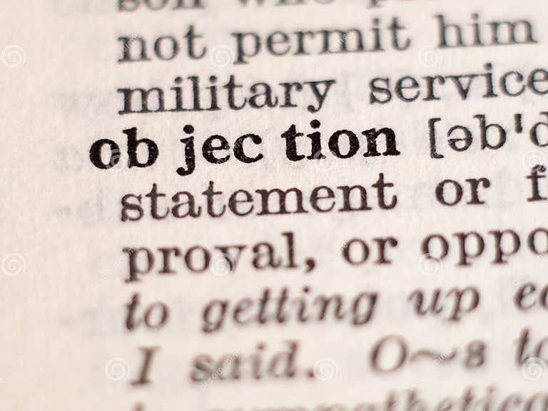 Dictionary Definition of Word Objection Stock Photo - Image of selective, detail: 186367522