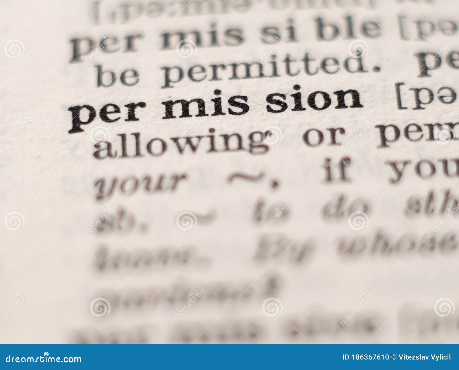 Dictionary Definition of Word Permission Stock Photo - Image of ...