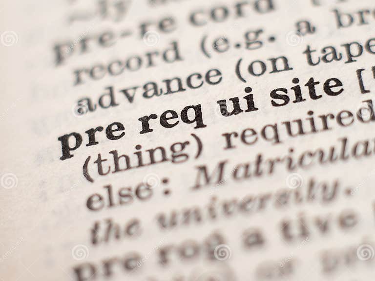 Dictionary Definition of Word Prerequisite Stock Photo - Image of ...