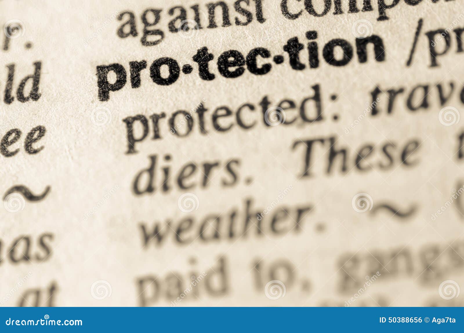 Dictionary Definition of Word Protection Stock Photo - Image of lexical ...