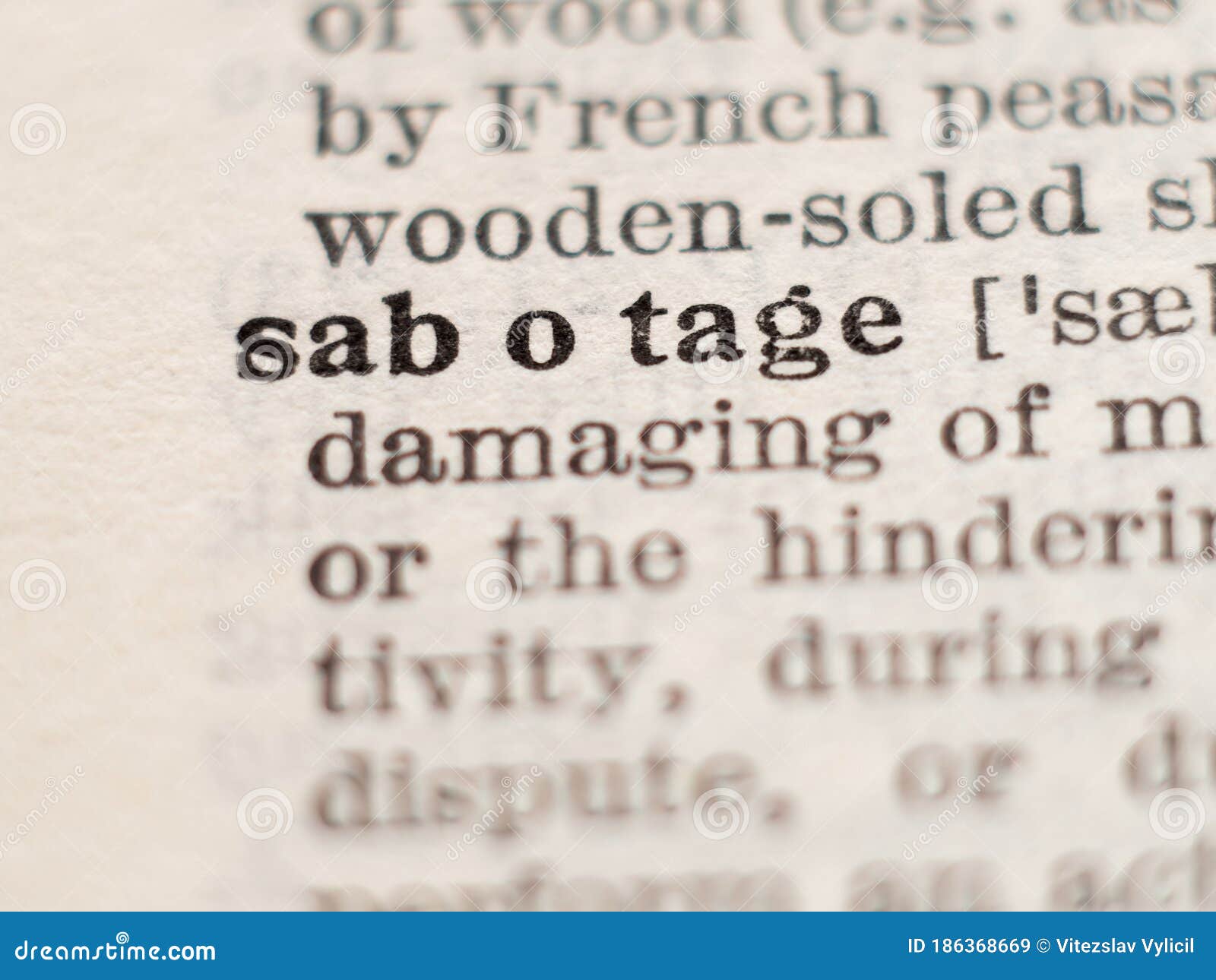 Dictionary Definition of Word Sabotage Stock Image - Image of ...