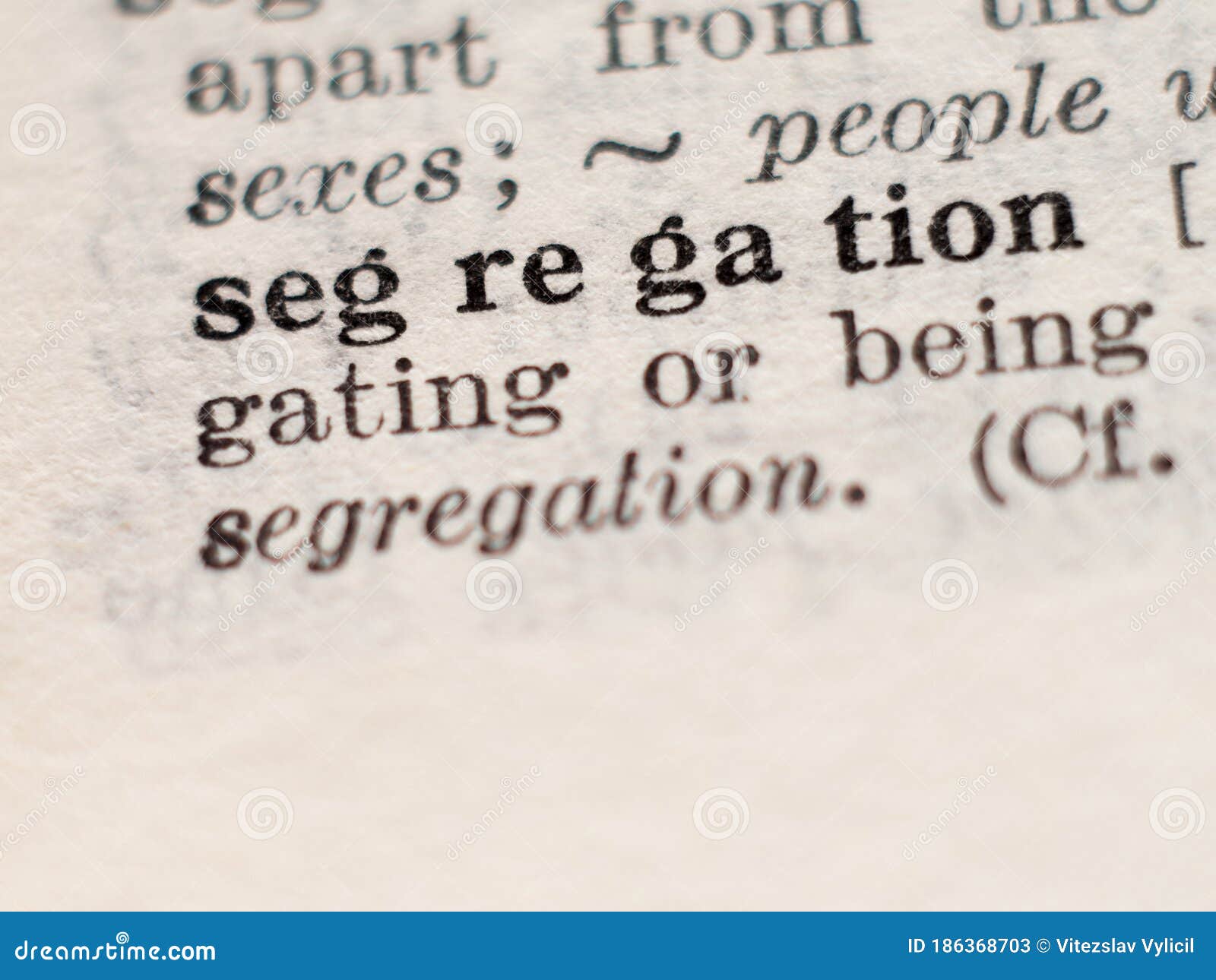Dictionary Definition of Word Segregation Stock Image - Image of word ...