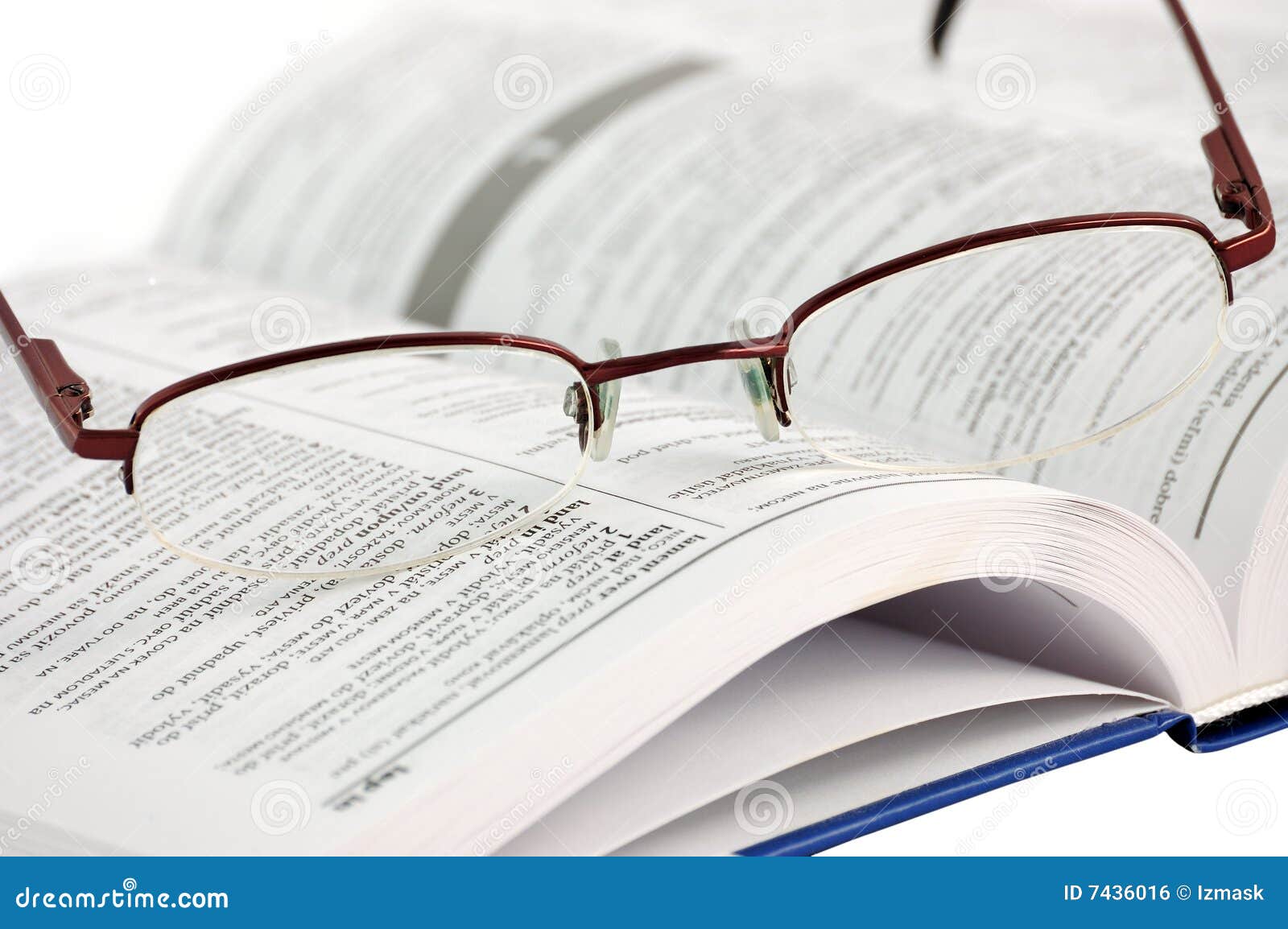 Dictionary with Glasses on the White Stock Photo - Image of education ...