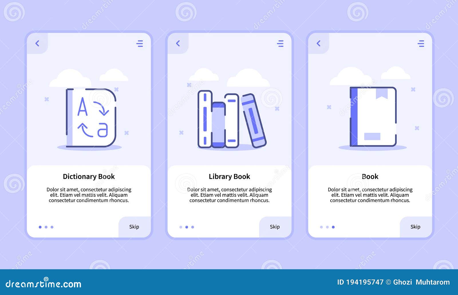 Dictionary Library Book Onboarding Screen for Mobile Apps Template ...