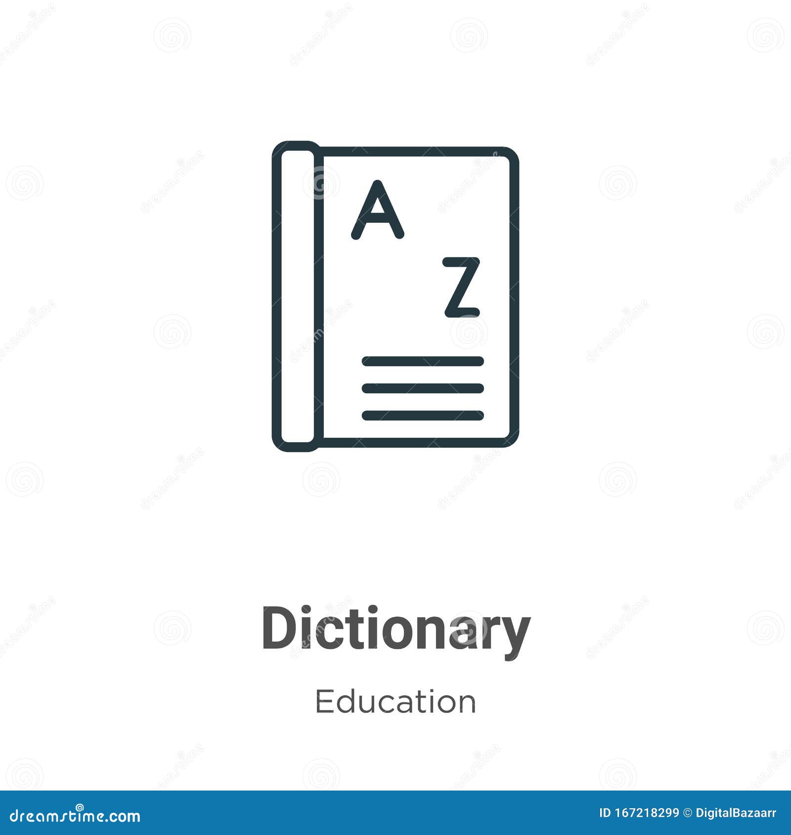 Dictionary Outline Vector Icon. Thin Line Black Dictionary Icon, Flat ...