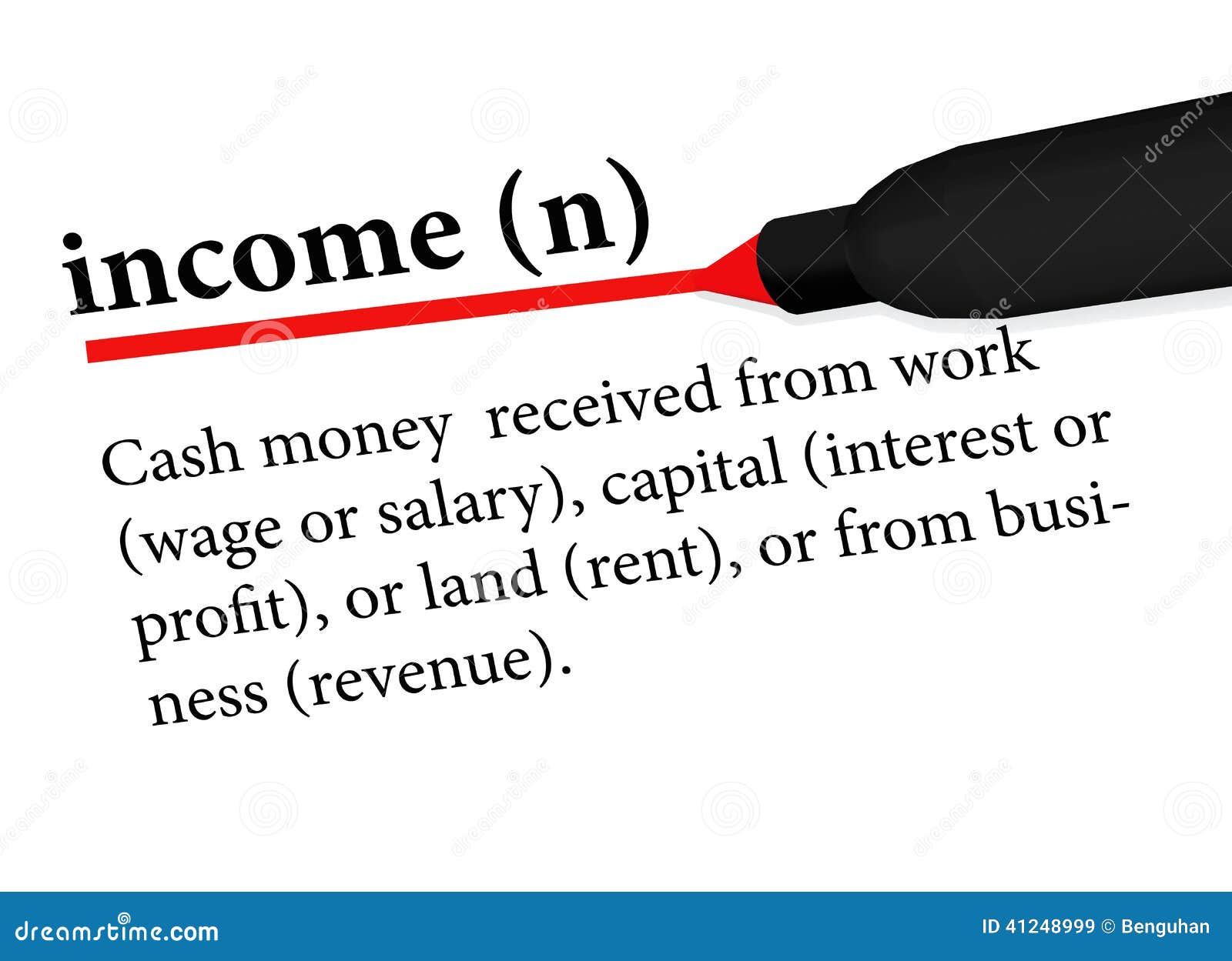 Dictionary Term of Income Isolated on White Background Stock ...