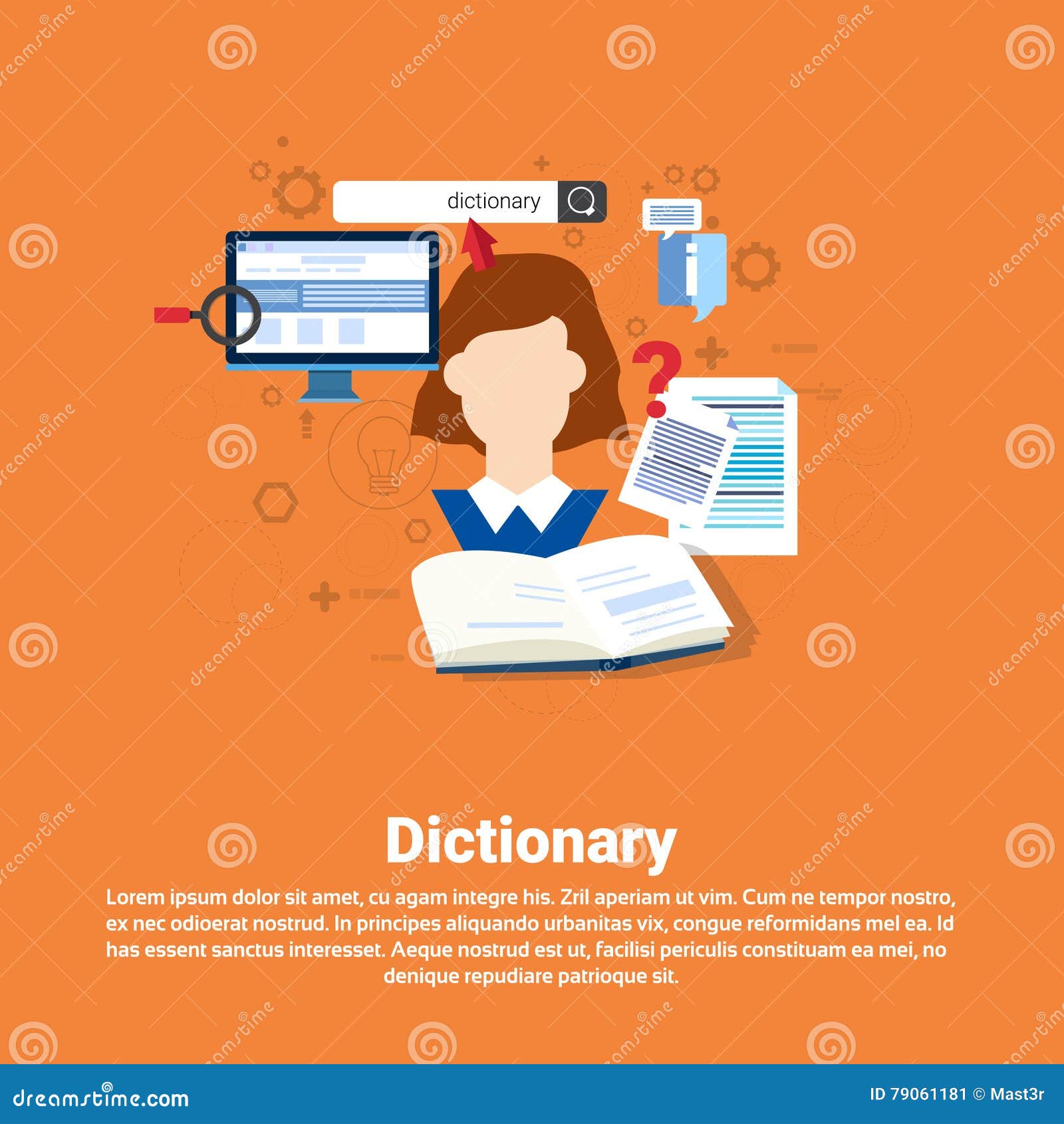 Dictionary Vocabulary Technology Translation Tool Web Banner Stock ...