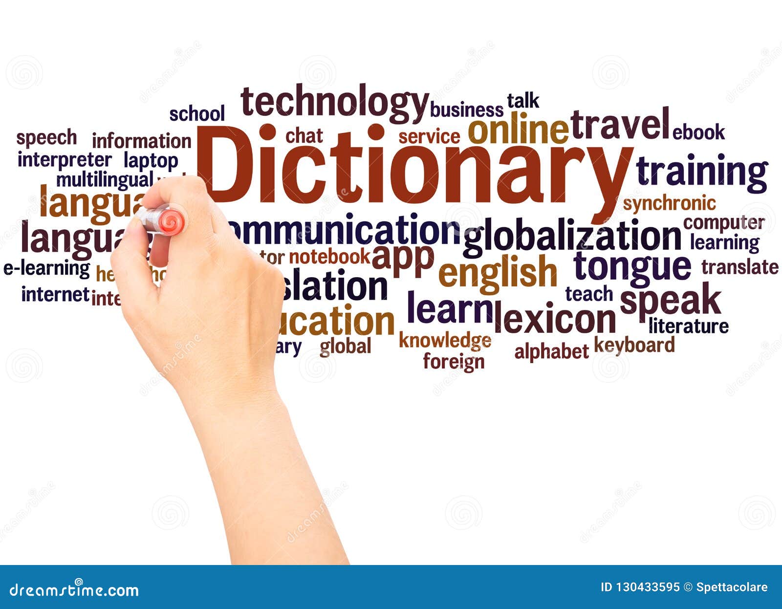 Dictionary Word Cloud Hand Writing Concept Stock Image - Image of ...