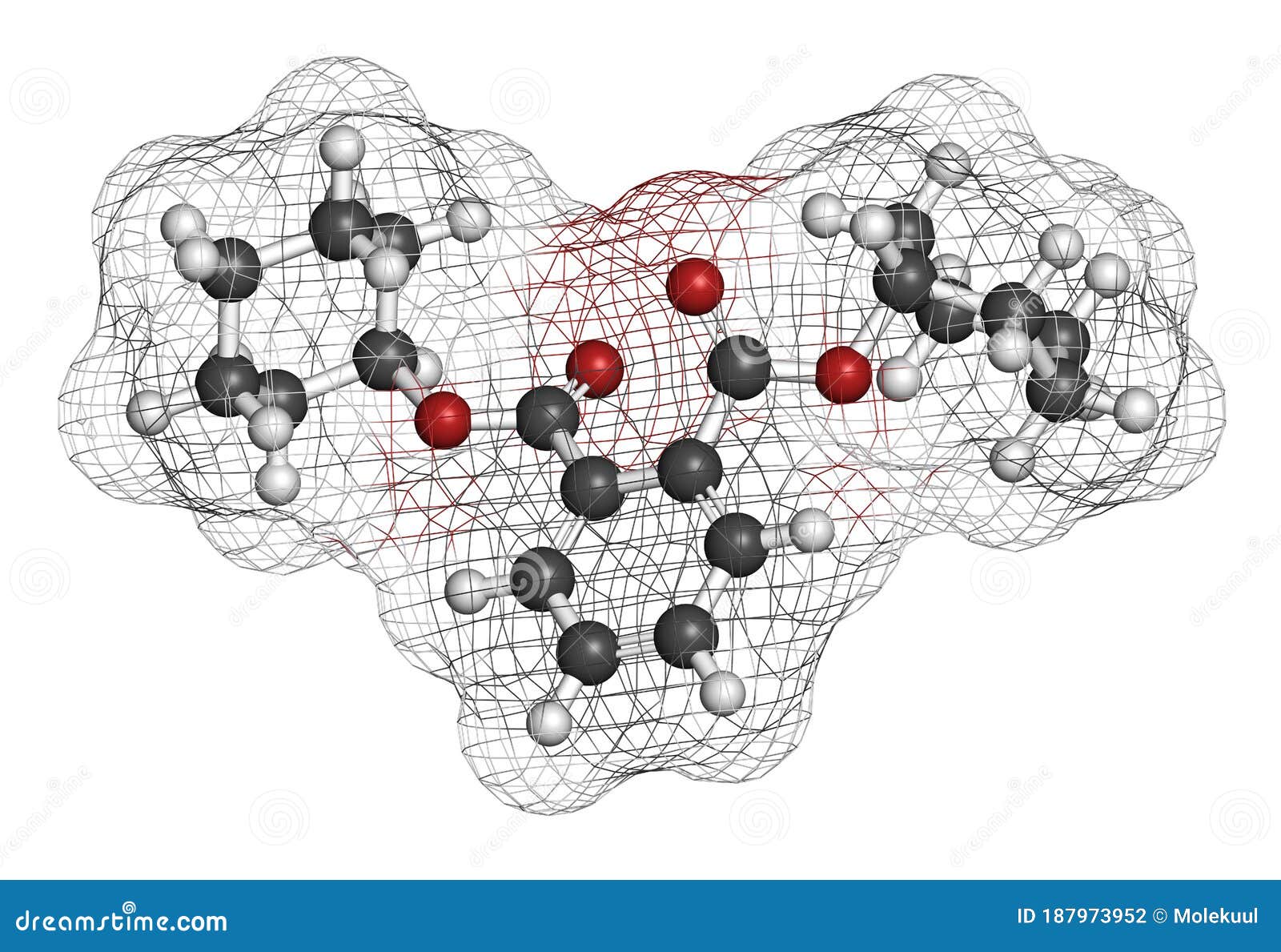 Dicyclohexyl Phthalate DCP Plasticizer Molecule. 3D Rendering. Atoms ...