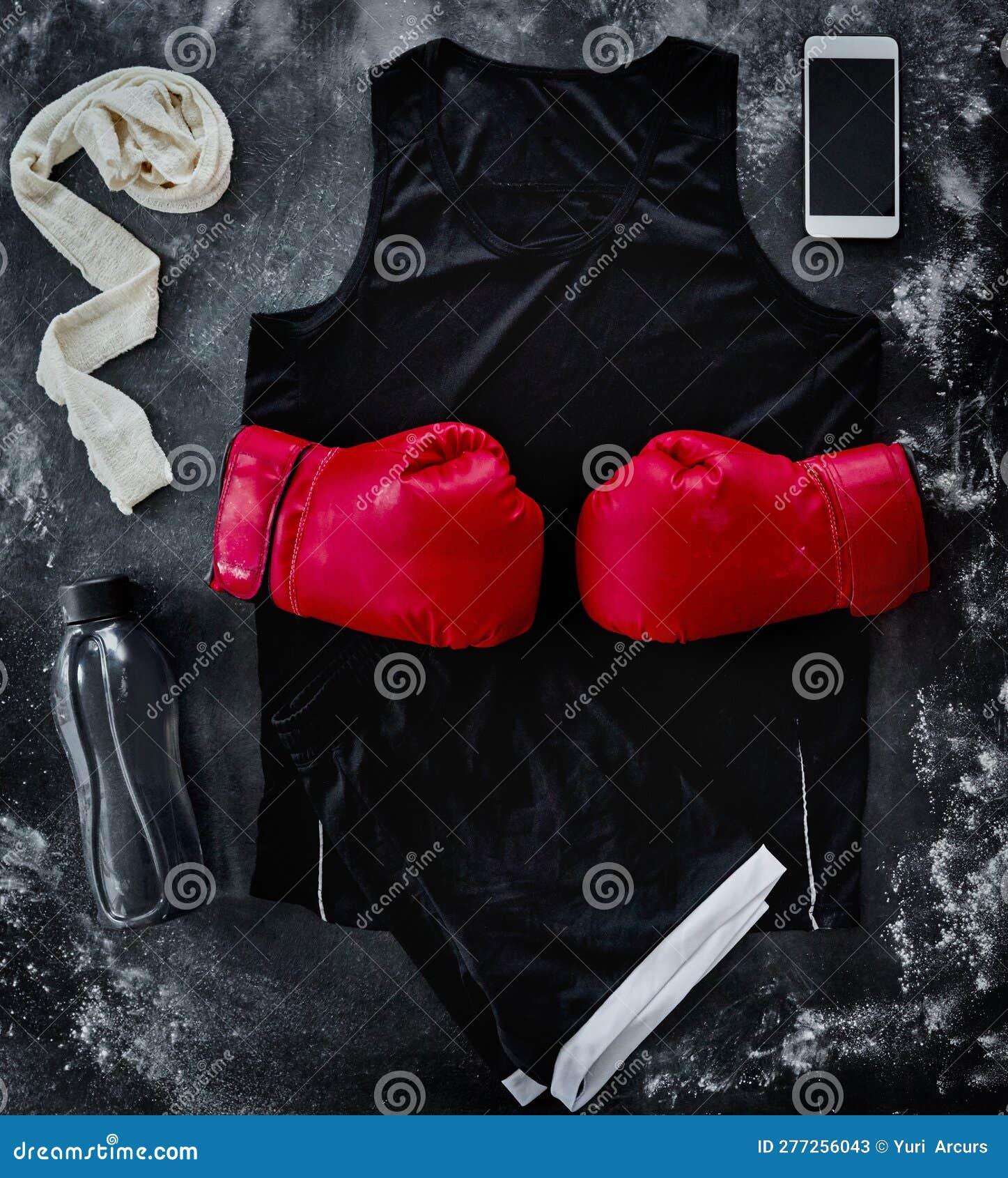 We Did Well. High Angle Shot of Boxing Essentials Placed on Top of a ...