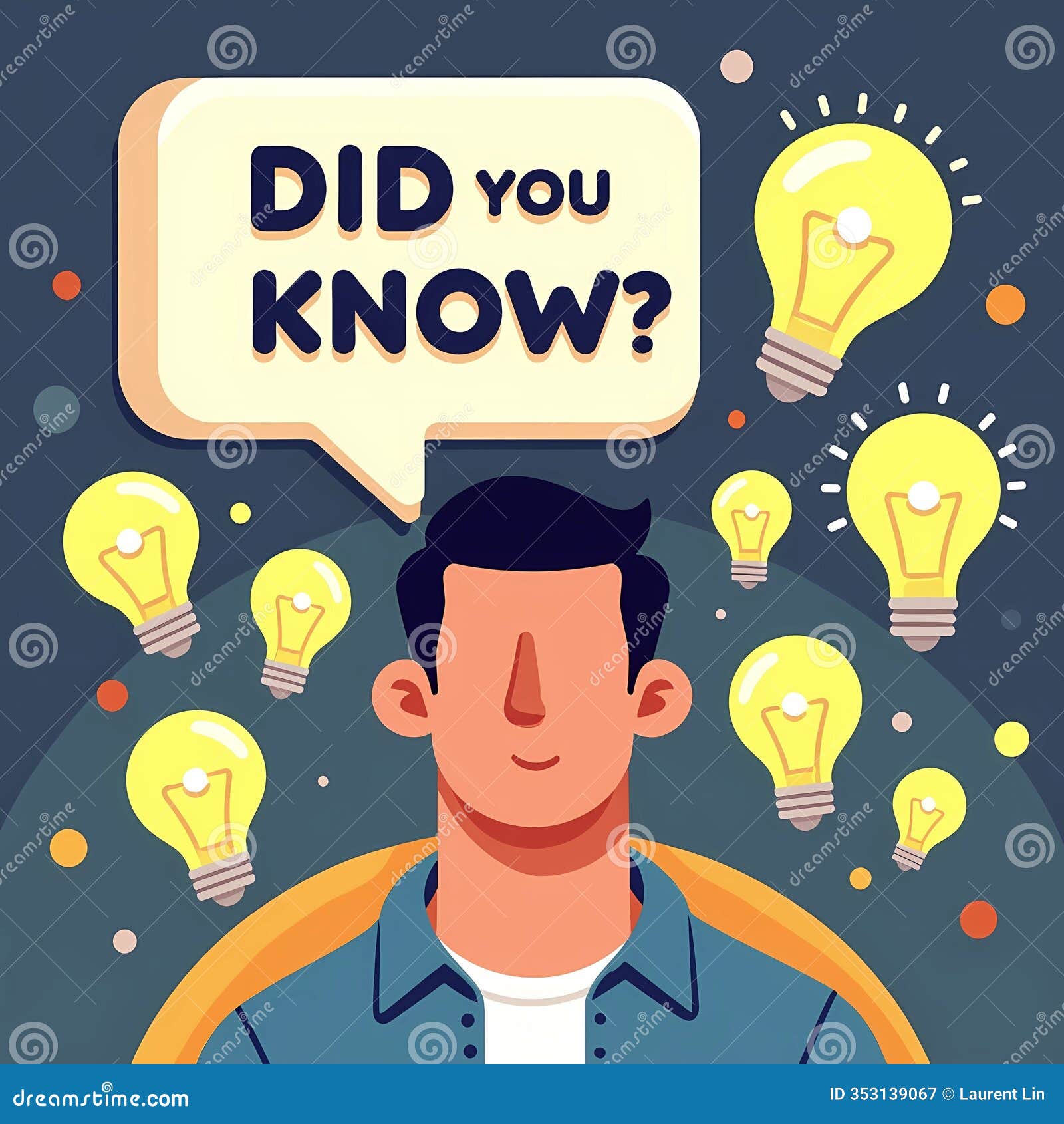 Did You Know? - a Bright Idea Vector Illustration of a Curious Man with ...