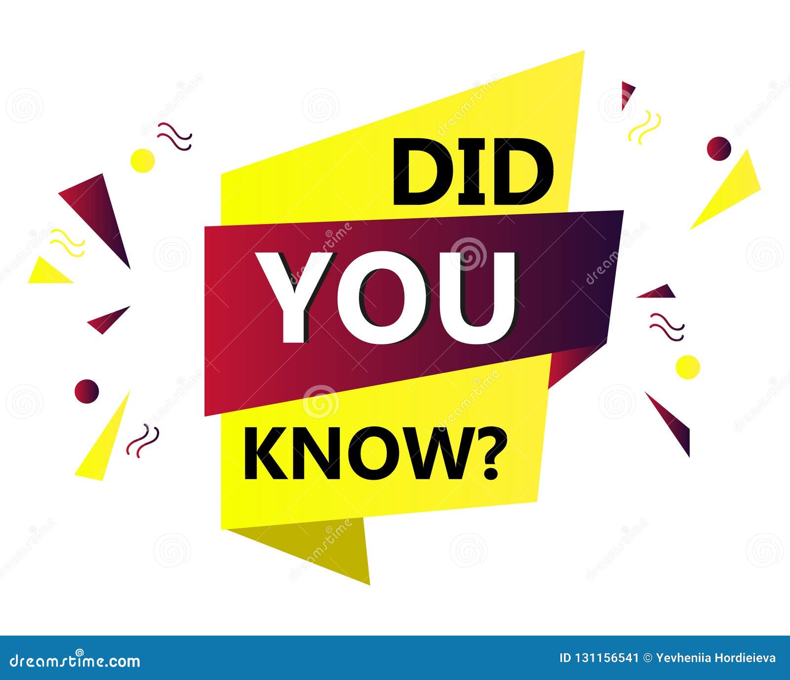 Did You Know Illustration with Colorful Elements. Includes Memphis ...