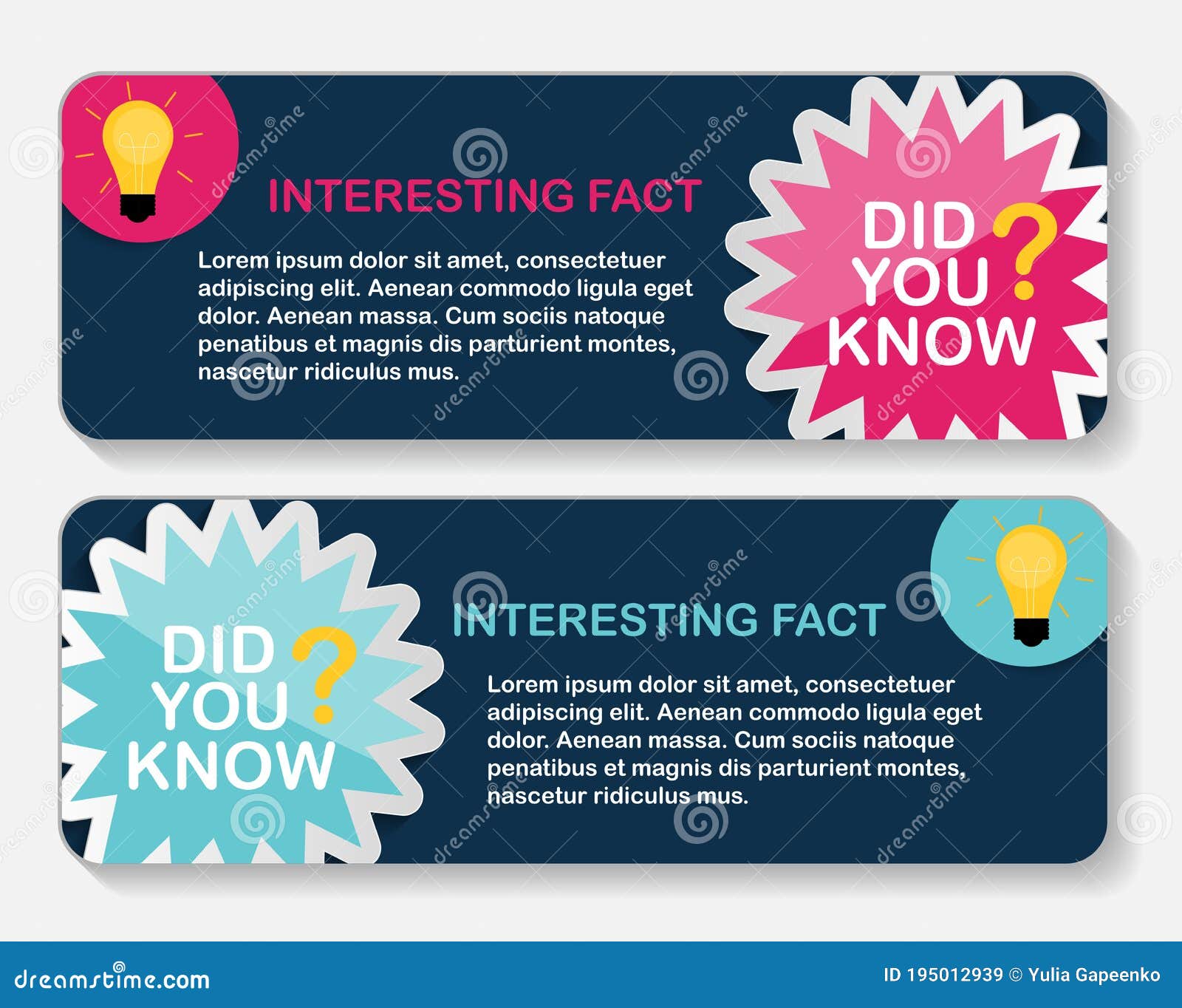 Did You Know Interesting Fact Label Sticker Set. Vector Illustration ...