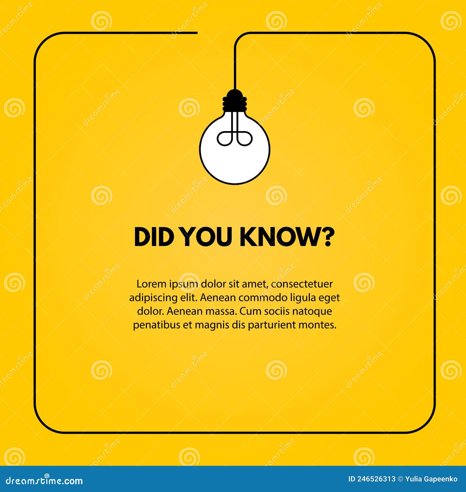 Fun Fact Vector Template Post With Idea Bulb Light Icon Sticker For ...
