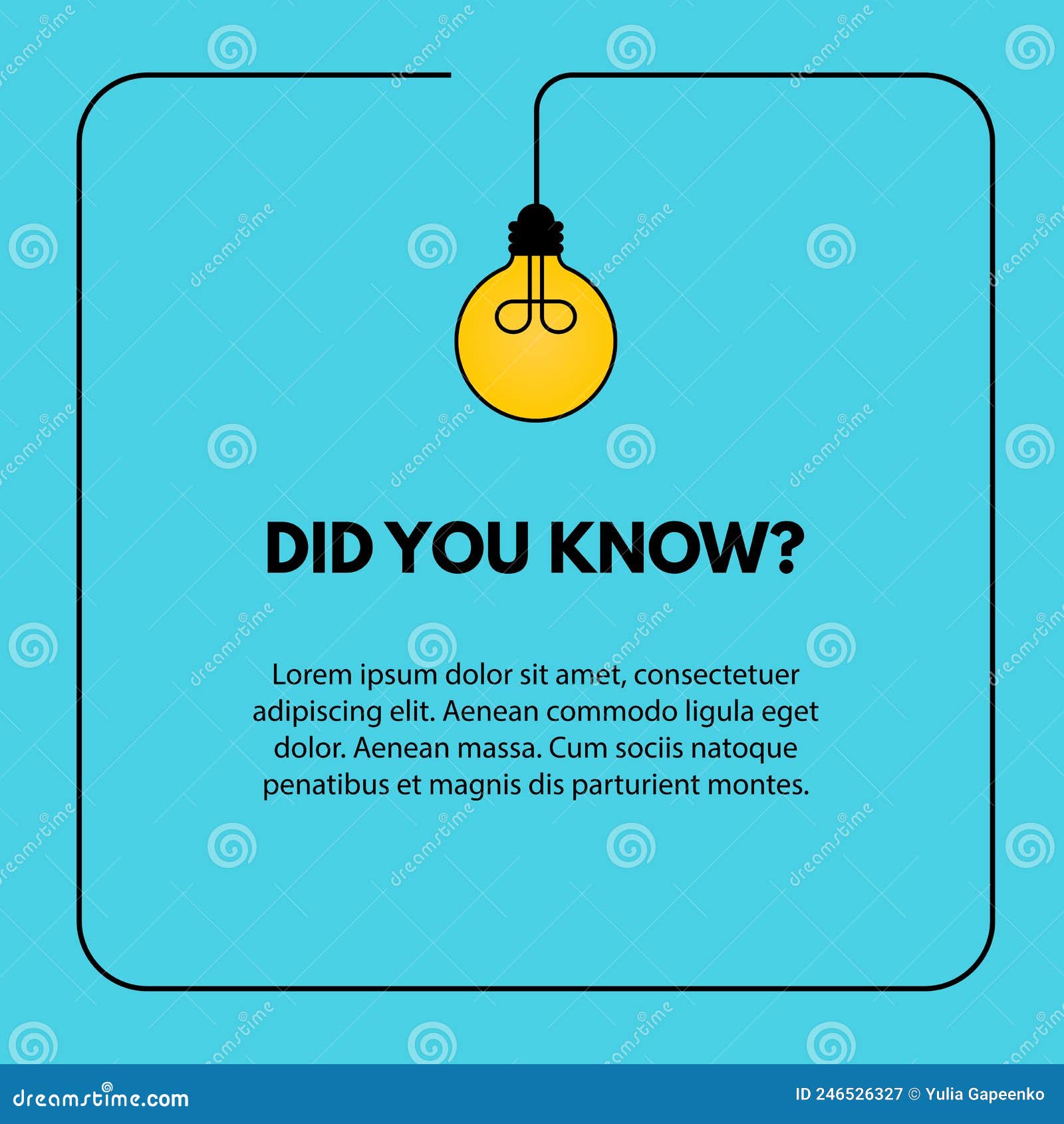 Fun Fact Vector Template Post With Idea Bulb Light Icon Sticker For ...