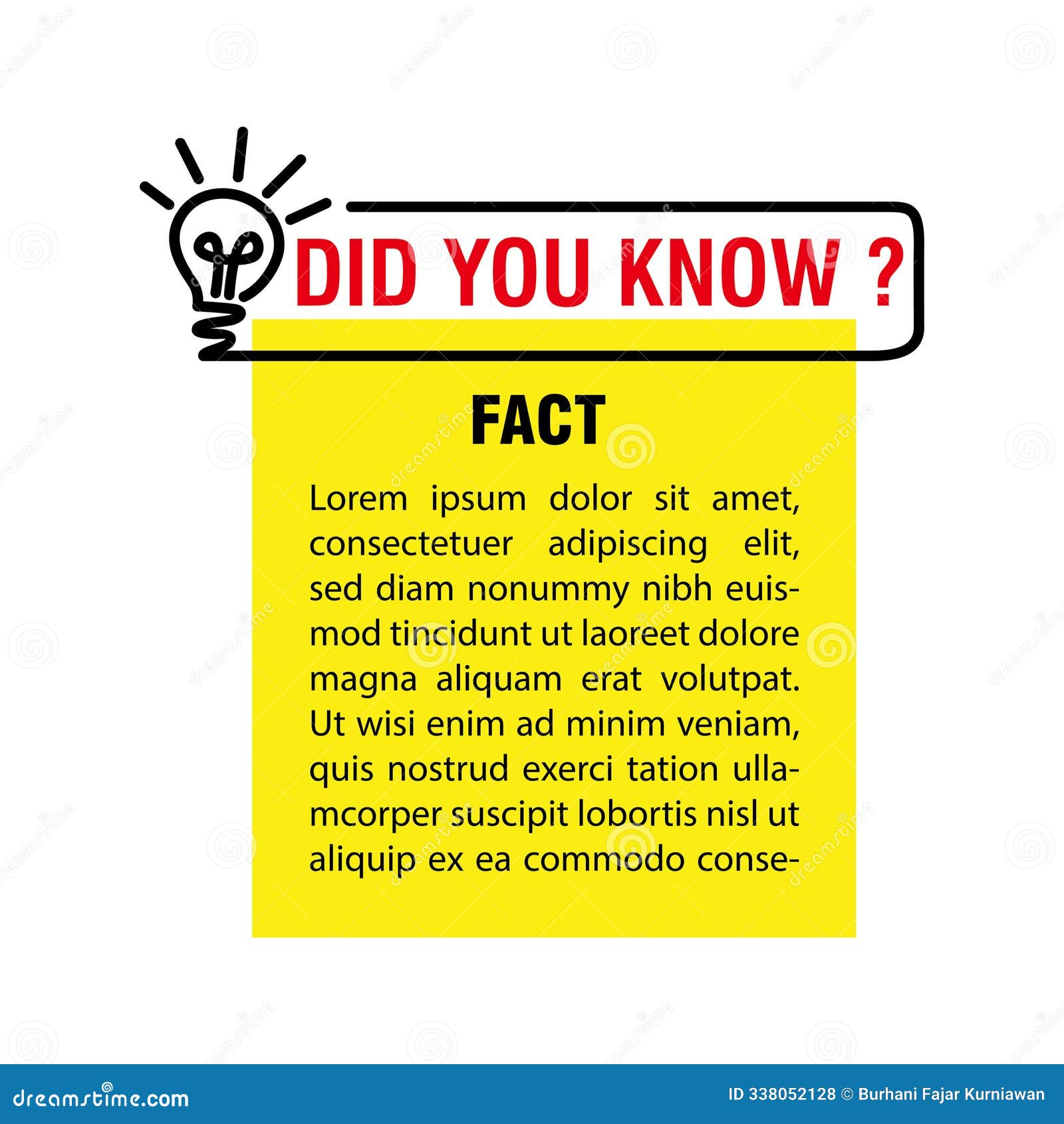 Did You Know Label Design with Light Bulb and Rays Stock Illustration ...