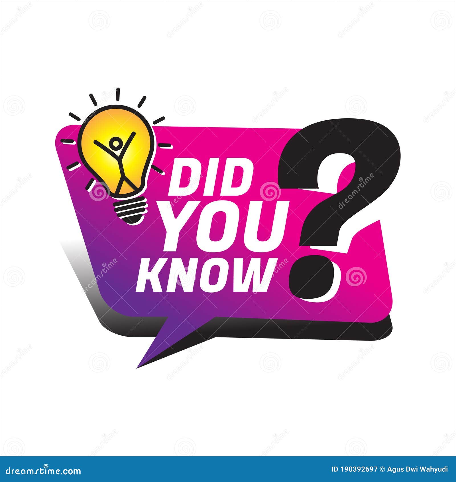 Did You Know Labels, Question Marks in Gradient Purple Speech Bubble ...