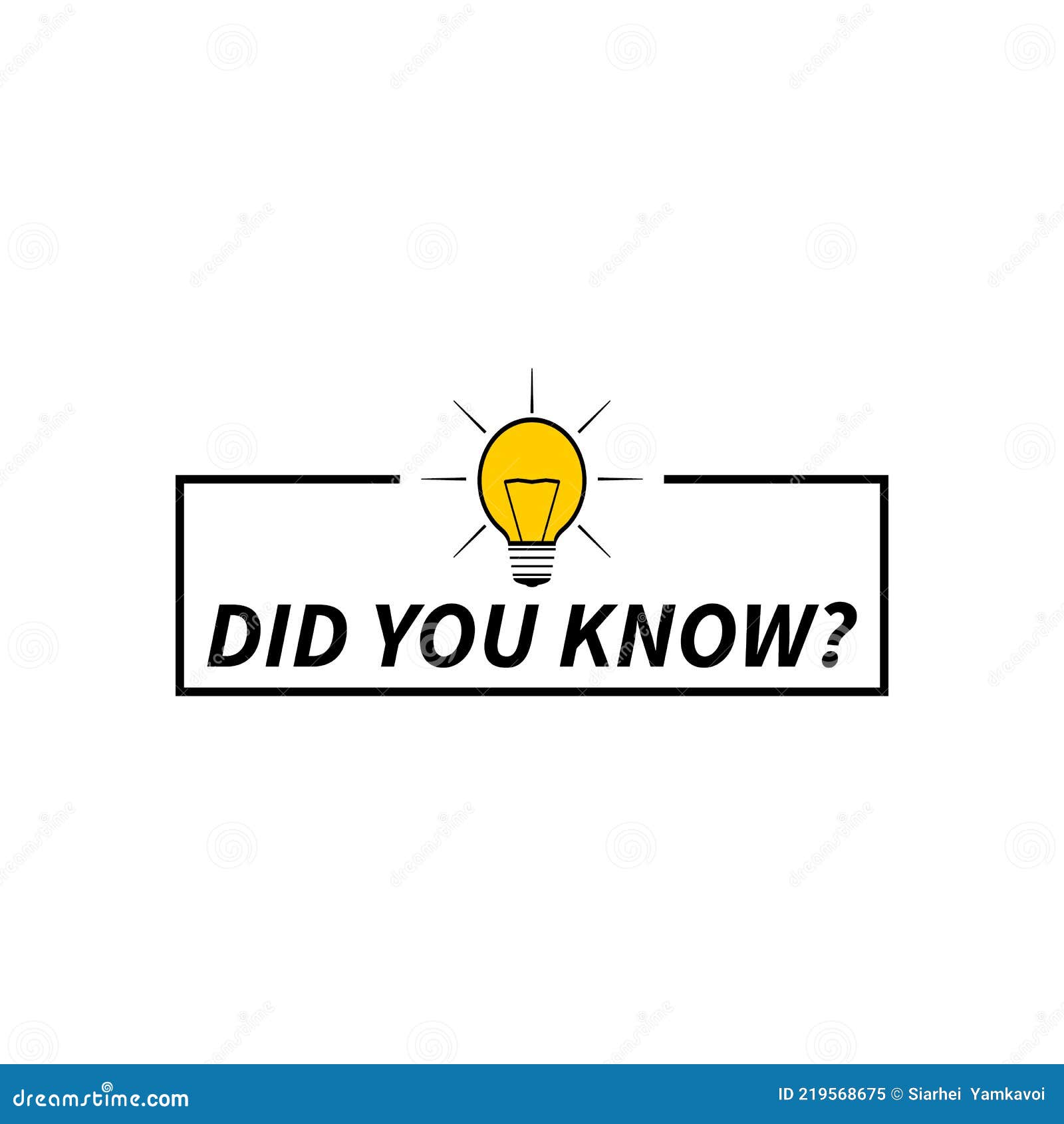 Did You Know Lettering Design Logo and Icon with Light Bulb and Rays ...