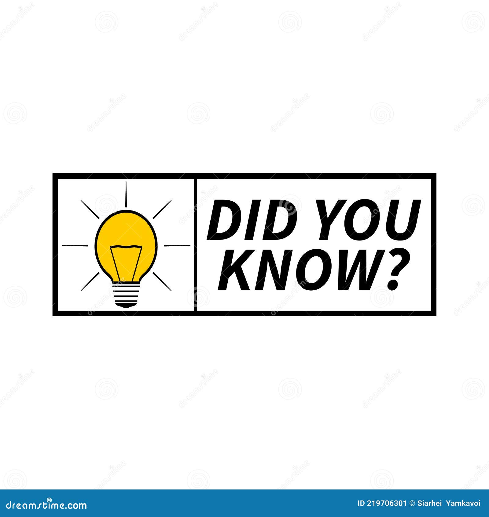 Did You Know Lettering Design Logo and Icon with Light Bulb and Rays ...