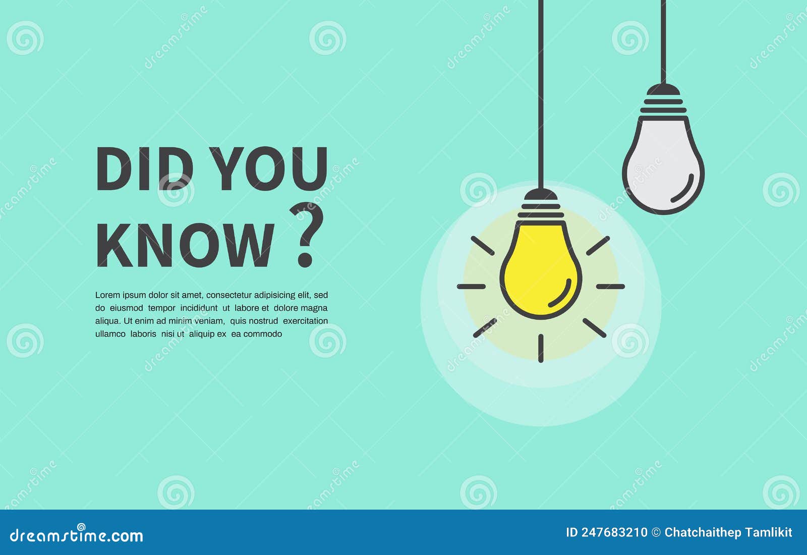 Did You Know with Light Bulb on Green Background. Creative Idea and ...