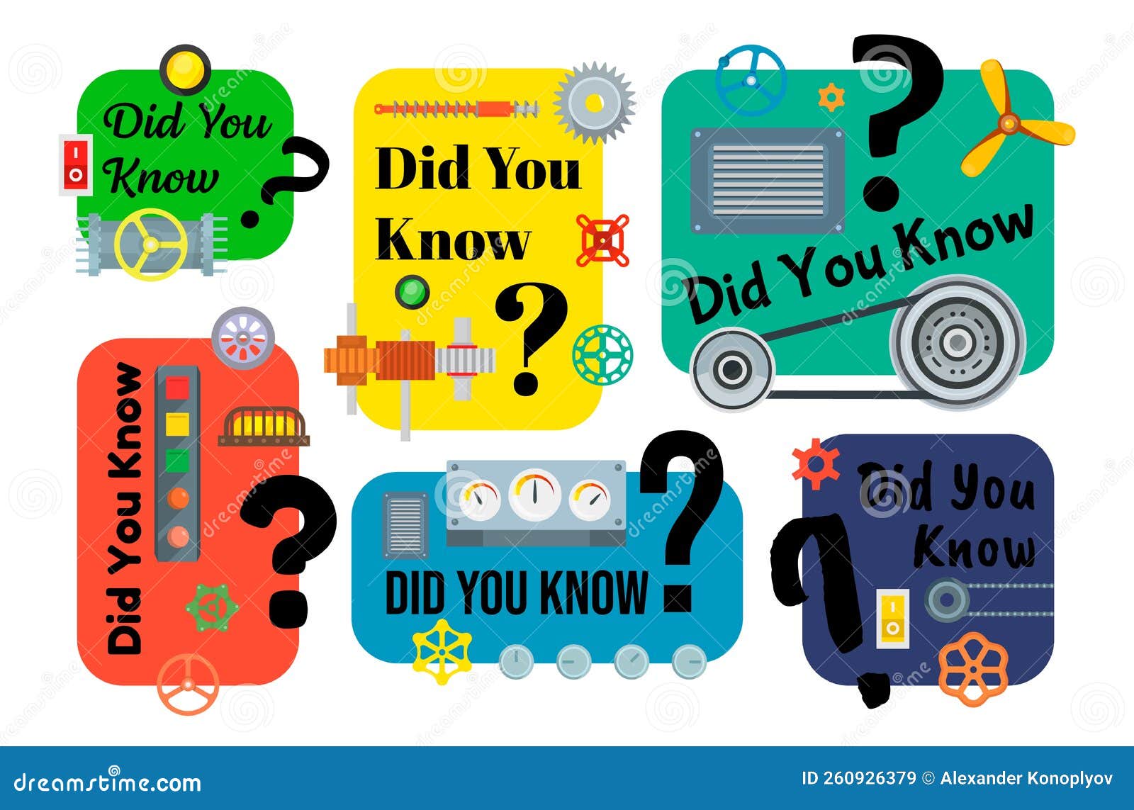 Did You Know Technology Engineering Machinery Quick Tips Set Vector ...